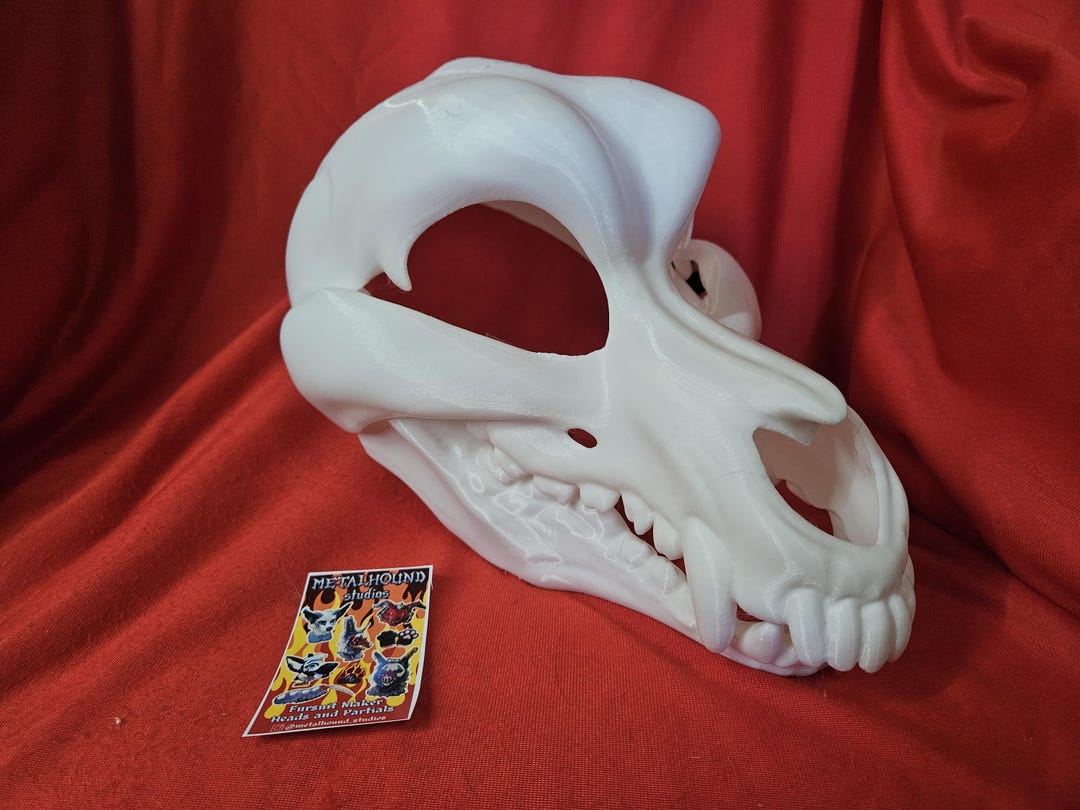 Skull Dog Fursuit Head Base 3D Printed With Eyelids - Assembly Optional ...