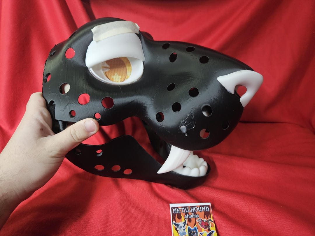 Smilodon Sabertooth Tiger Fursuit Head Base 3D Printed With Eye Blanks ...