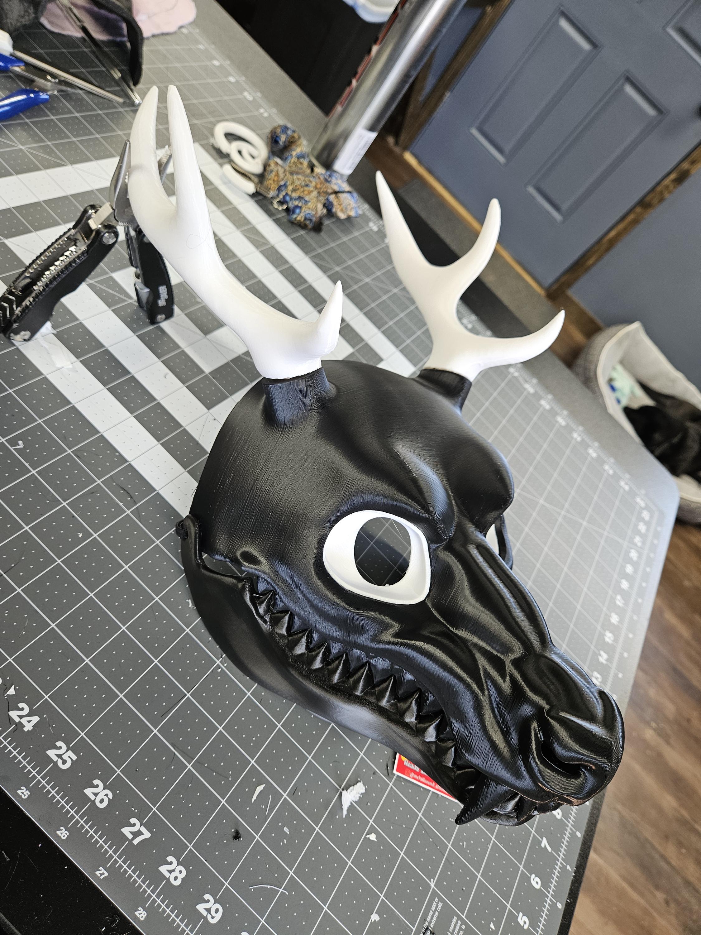 Skinwalker Deer Demon Snarling Fursuit Head Base With Antlers Monster ...