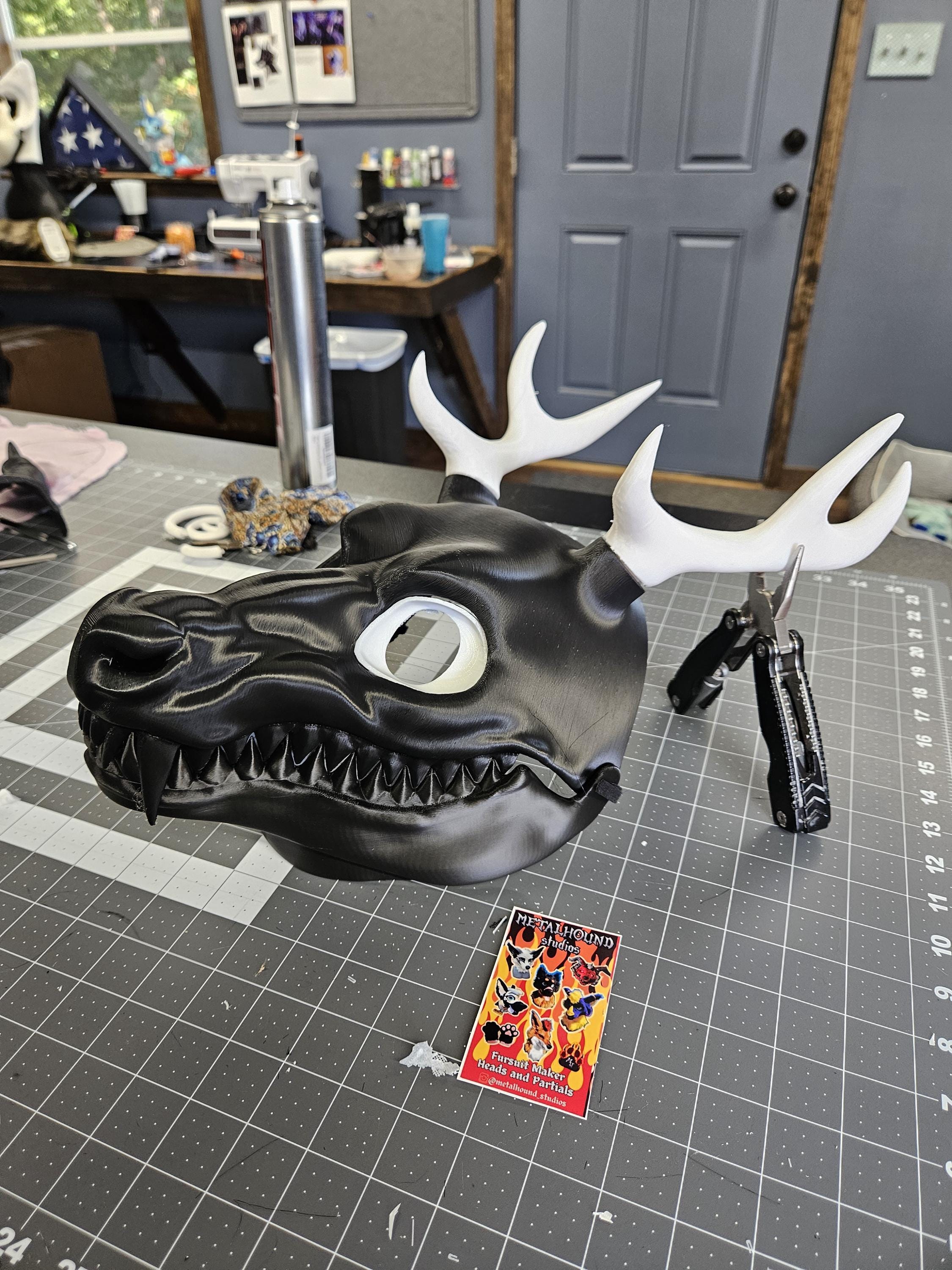 Skinwalker Deer Demon Snarling Fursuit Head Base With Antlers Monster ...