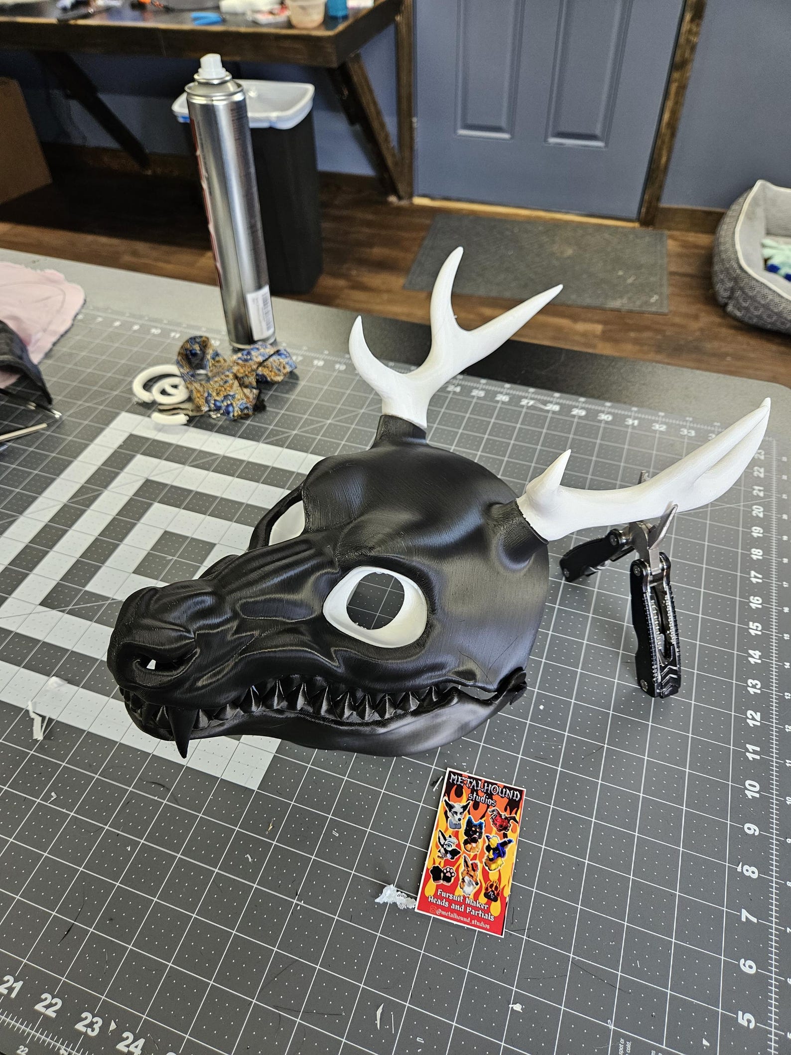 Skinwalker Deer Demon Snarling Fursuit Head Base With Antlers Monster ...