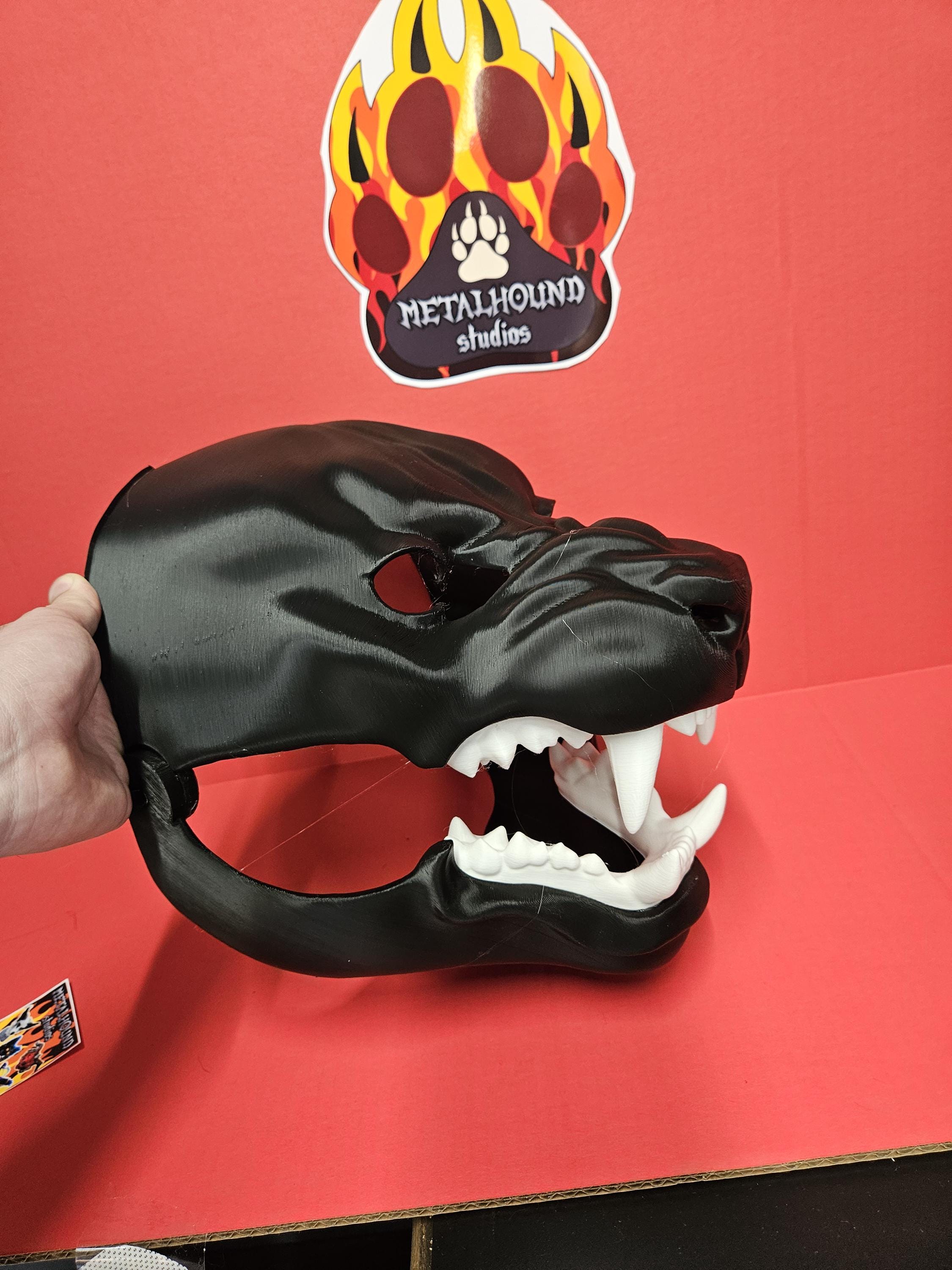 Snarling Realistic Big Cat Fursuit Head Base Toothy With Moving Jaw ...