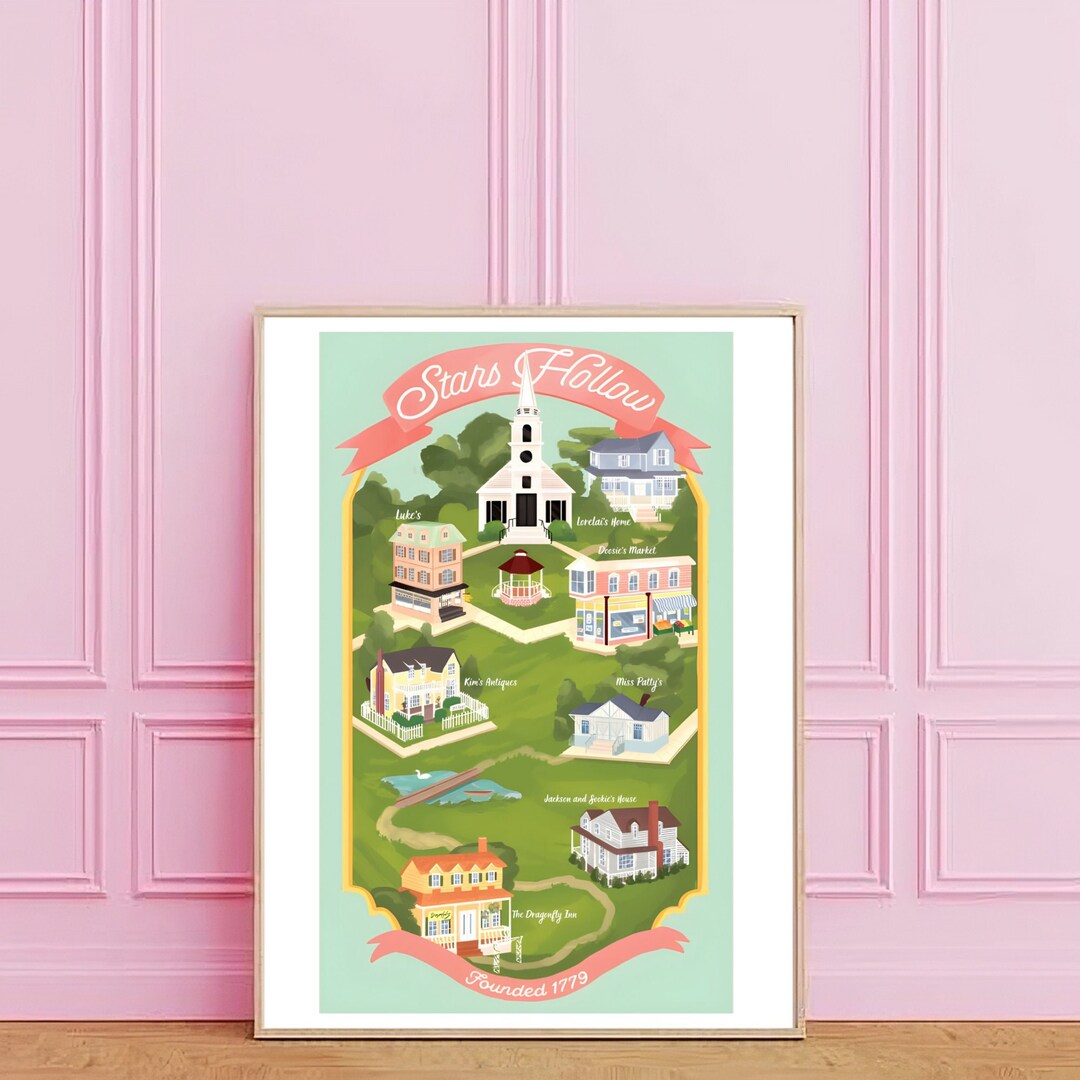 Gilmore Girls Wall Art Print, Stars Hollow Illustration Print, Stars ...