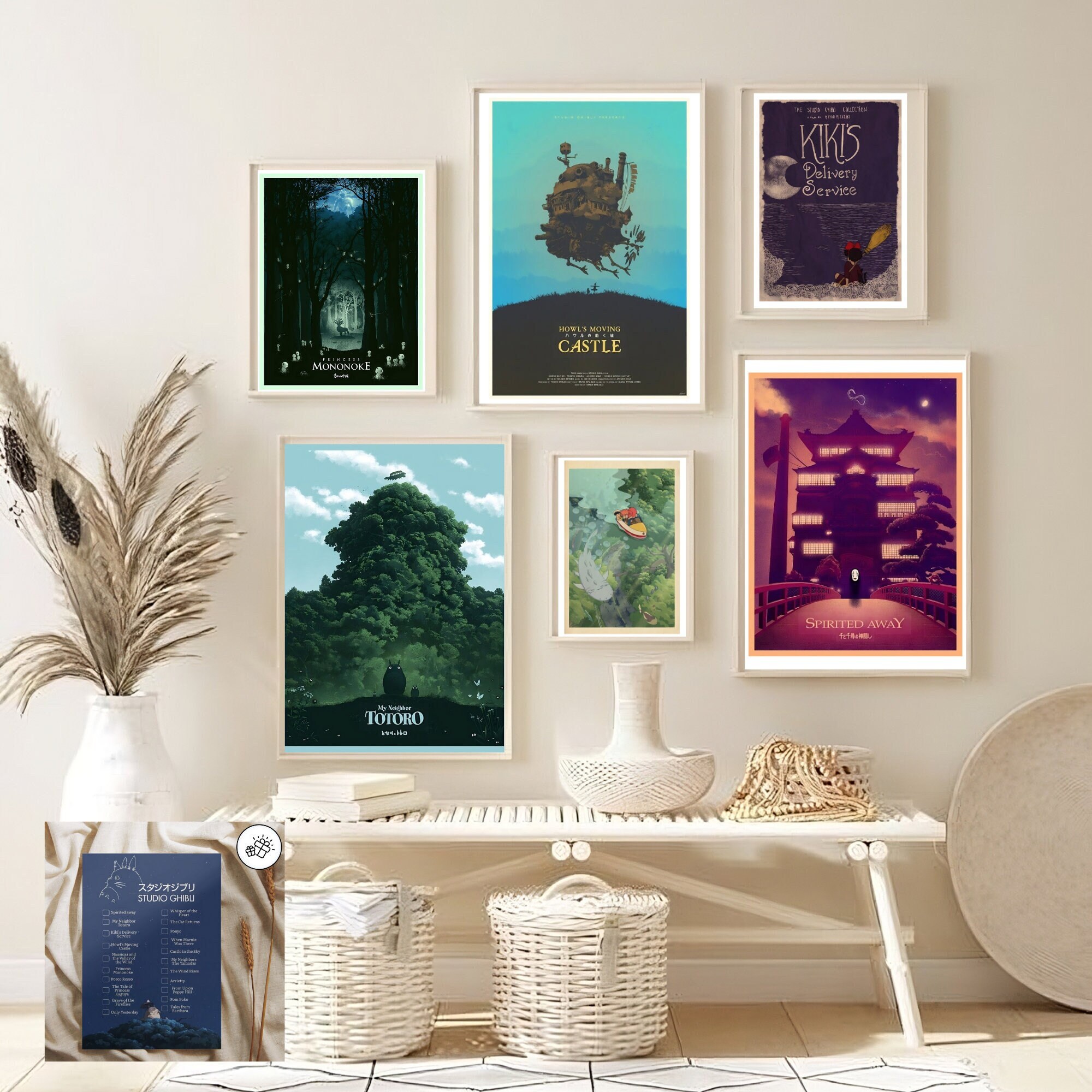 Studio Ghibli Poster Set of 6 Howl's Moving Castle Print - Etsy