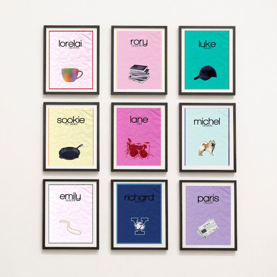 Gilmore Girls Wall Art Prints Set of 9 Gilmore Girls Illustration Print ...