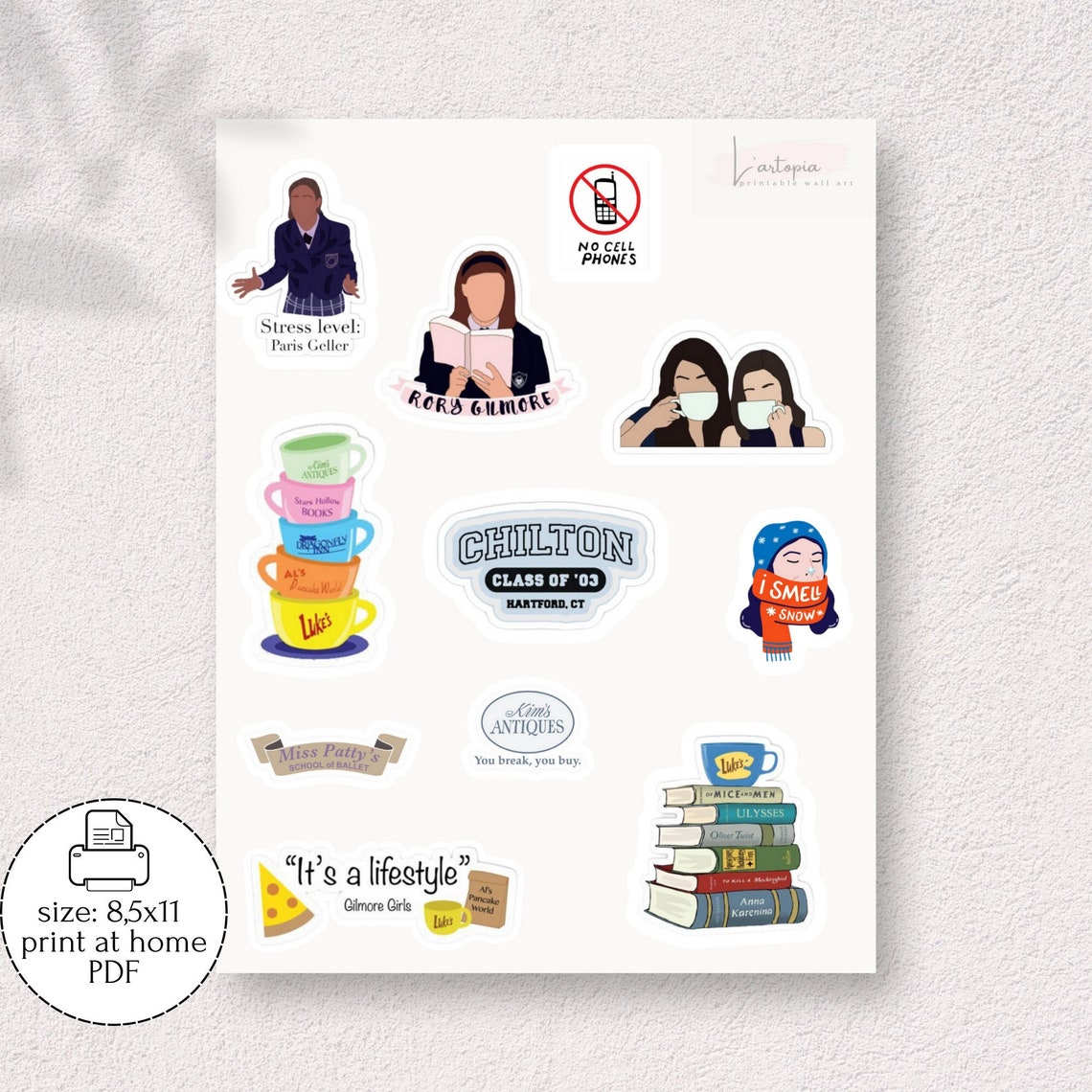 Gilmore Girls Aesthetic Sticker Set, Printable Stickers, Planner ...