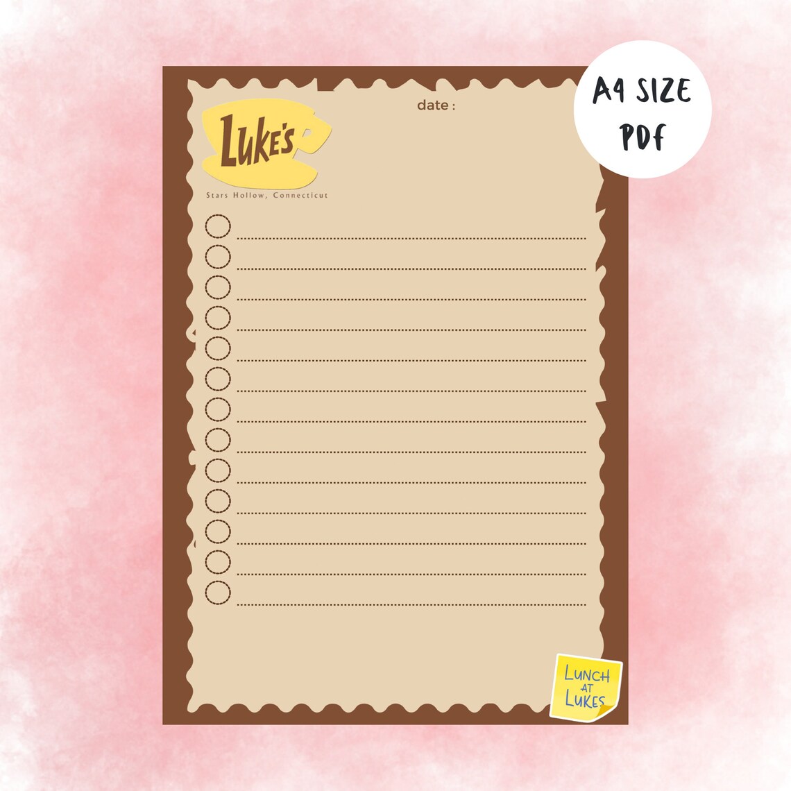 Gilmore Girls to Do List, Gilmore Girls Planner, Gilmore Girls A4 Size ...
