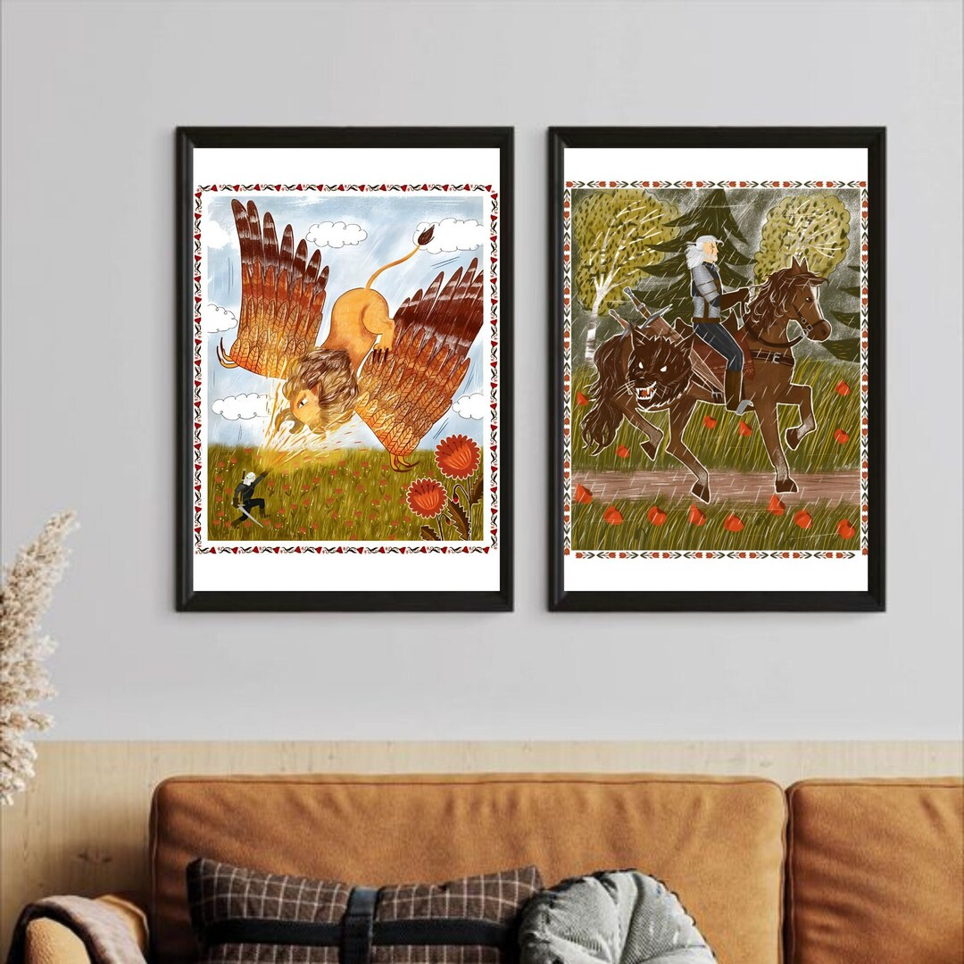 The Witcher Wall Art Print Set of 2, the Witcher 3 Wild Hunt Poster ...