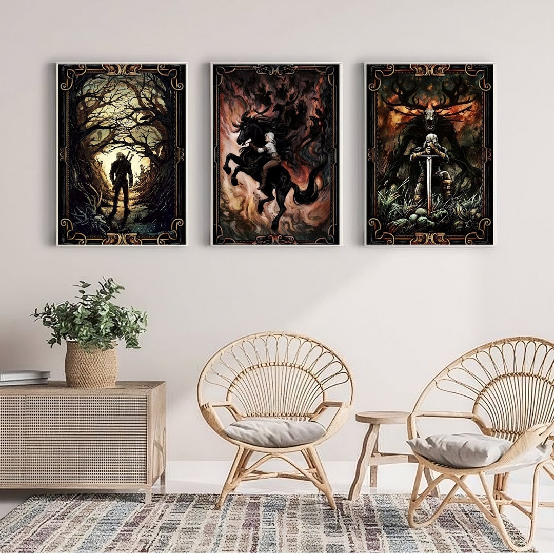 The Witcher Wall Art Print Set of 3, the Witcher 3 Wild Hunt Poster ...