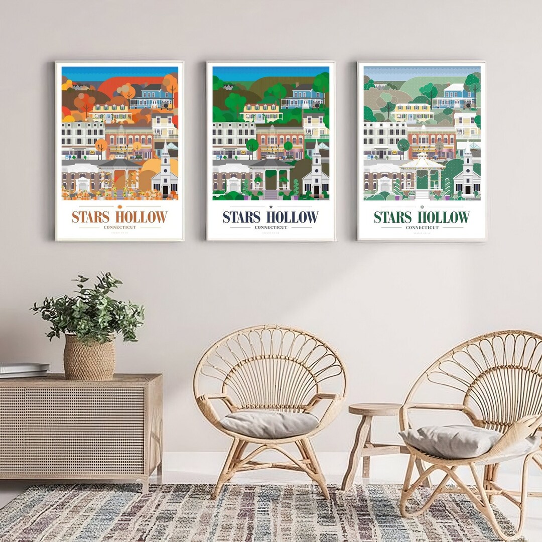 Gilmore Girls Wall Art Prints Set of 3 Stars Hollow Illustration Print ...