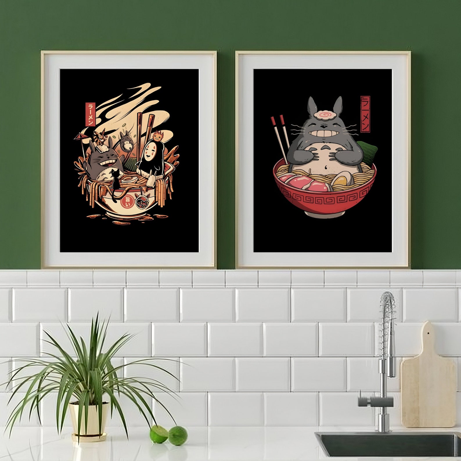 Studio Ghibli Poster Set of 3, Totoro Print, Spirited Away Poster, Studio Ghibli Wall Art, Ramen ...