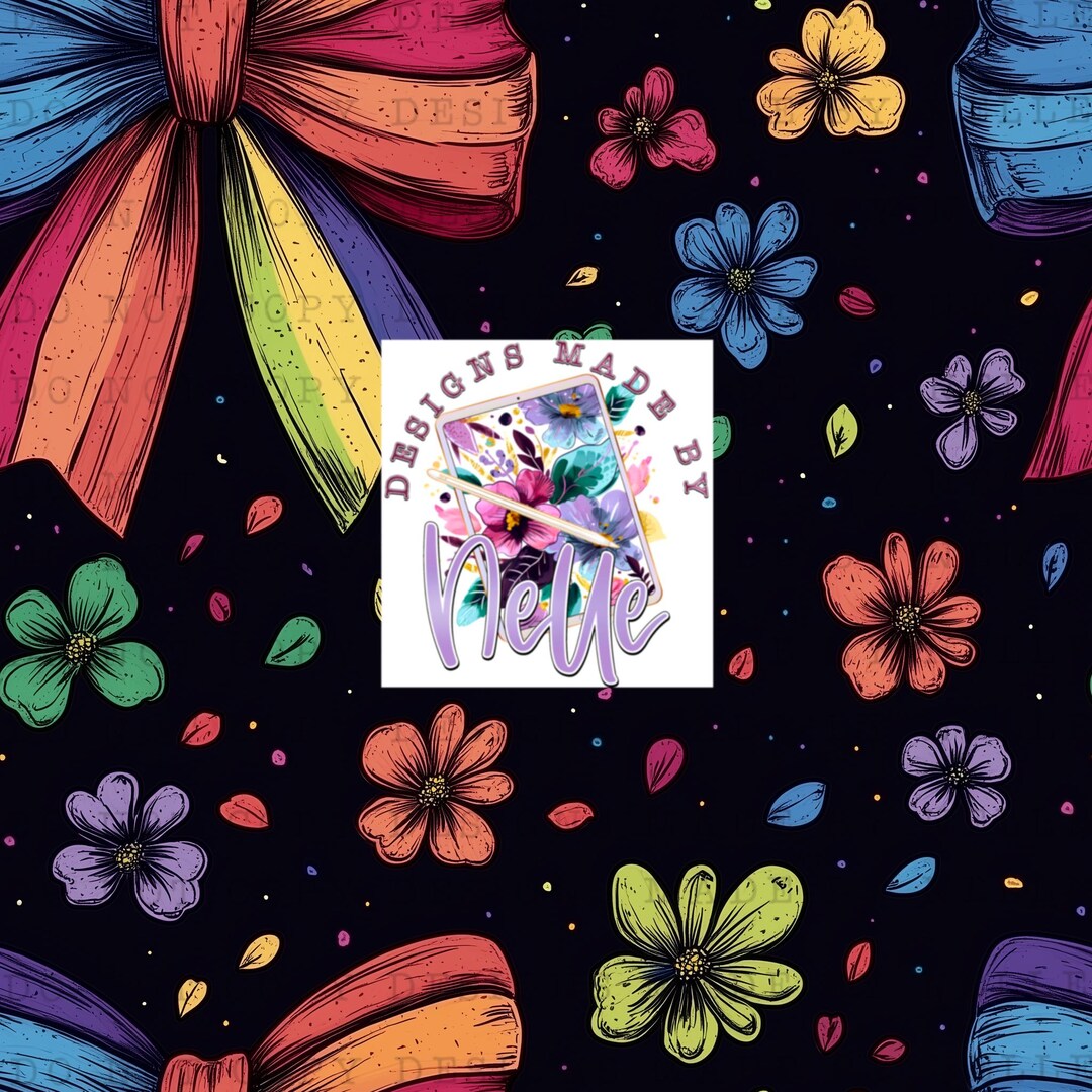 Multicolor Bows on Black Background| Seamless| Fabric Design - Etsy