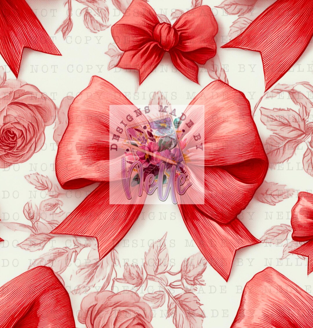 Red Bows and Roses| Seamless| Digital Download - Etsy