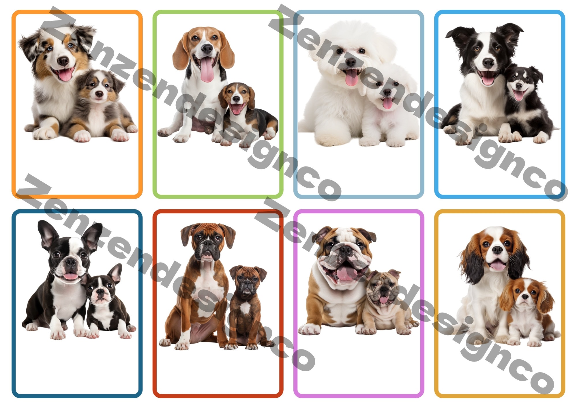 Top 24 Dog Breeds (real Pictures) • Flash Cards • Montessori Cards ...