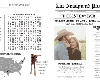 Retro Newspaper Wedding Program Canva Template the Best Day Ever - Etsy