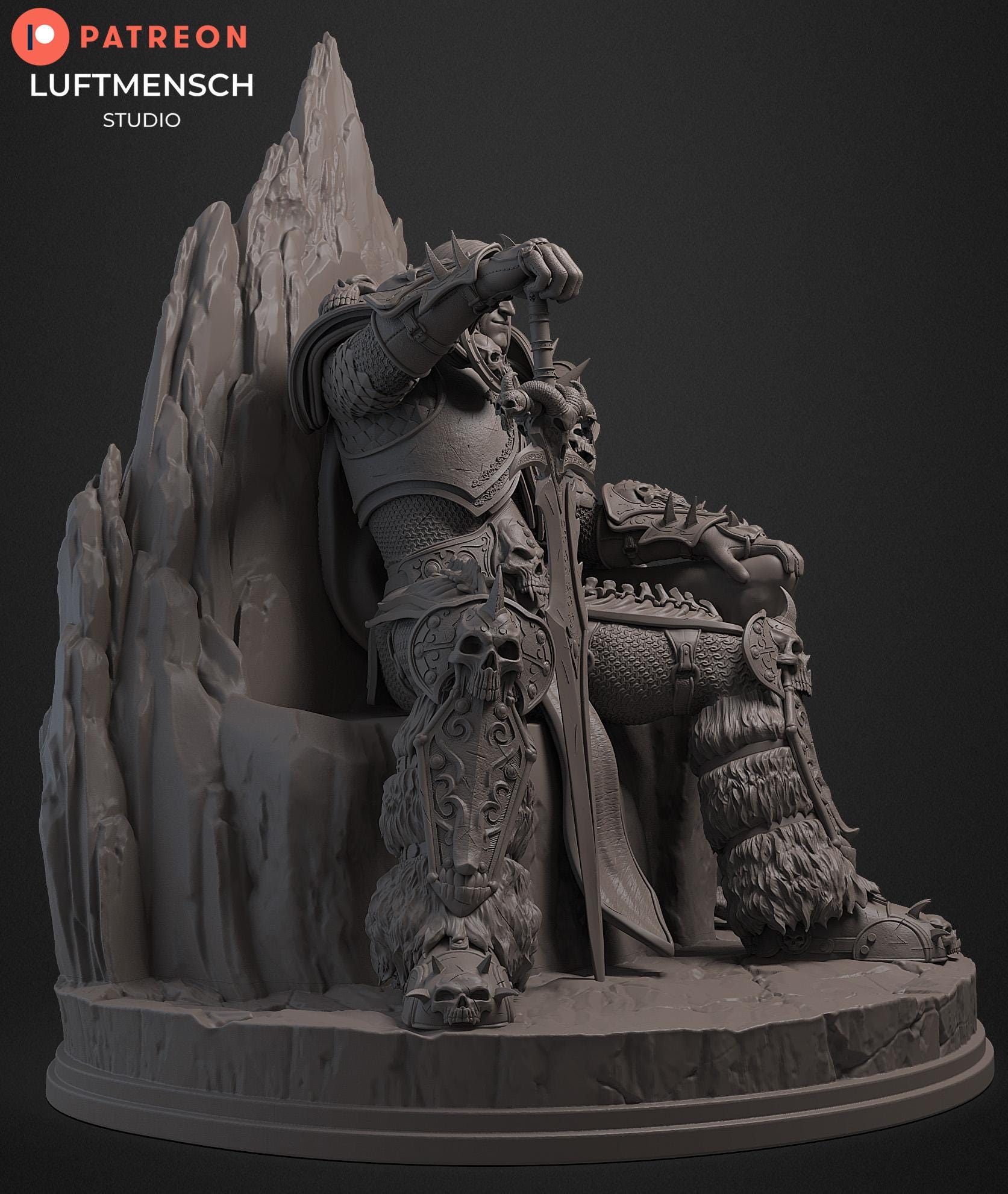 Arthas Menethil Lich King 3D Printed Statue | Warcraft | 1:10 Scale ...