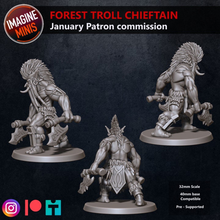 Forest Troll Berserker With Dual-wield Axes - Etsy