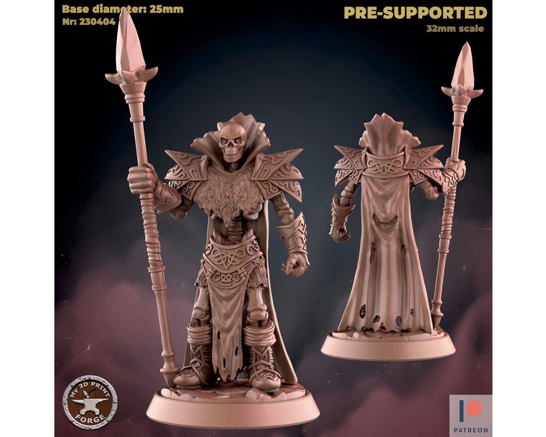 Undead Mage Wizard 2 Unique Variants 32mm Scale 3D Printed Miniatures ...