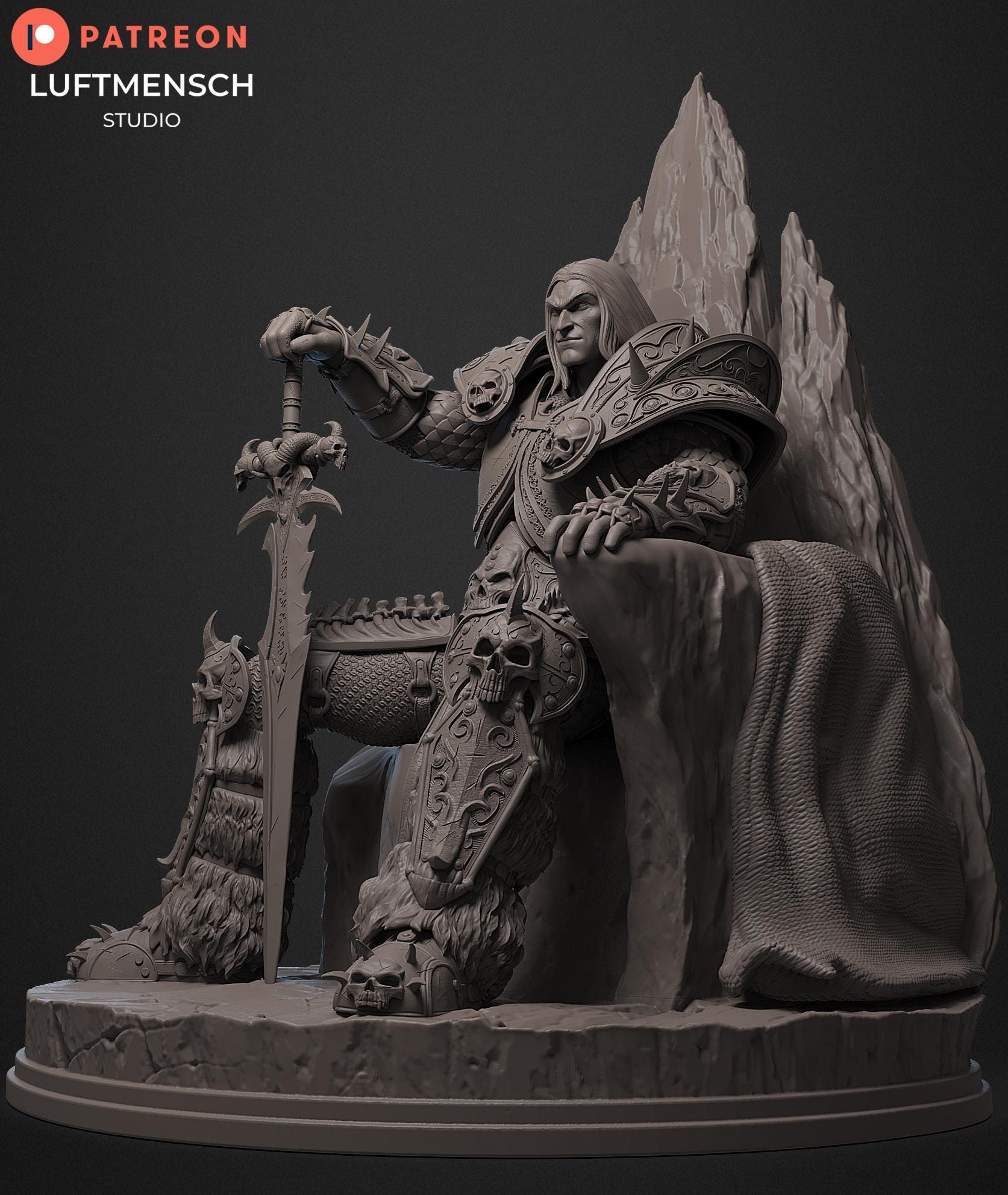 Arthas Menethil Lich King 3D Printed Statue | Warcraft | 1:10 Scale ...