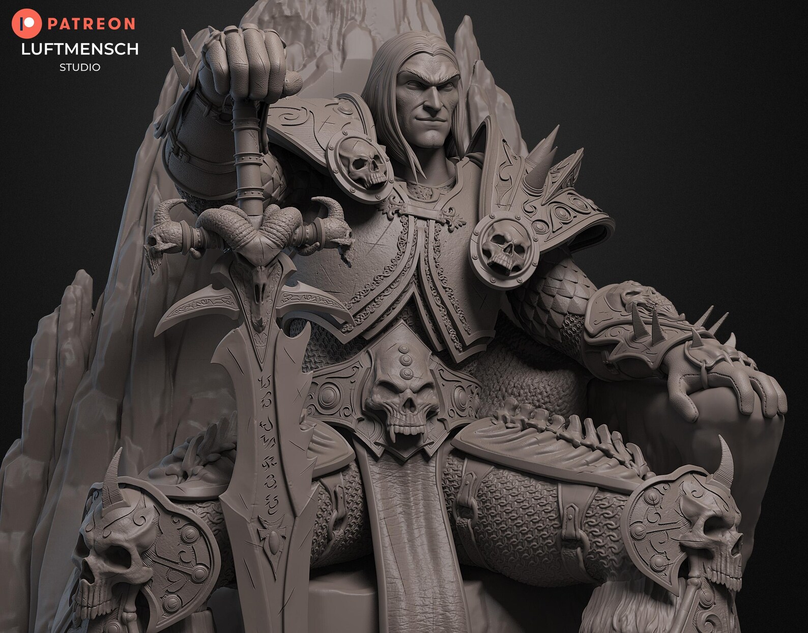 Arthas Menethil Lich King 3D Printed Statue | Warcraft | 1:10 Scale ...