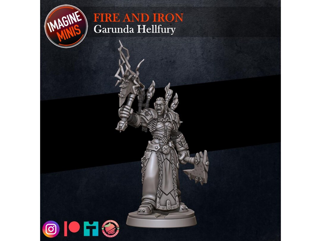 Garunda Hellfury – 3D Printed Miniature | 32mm Scale | 2 Hand Variants ...