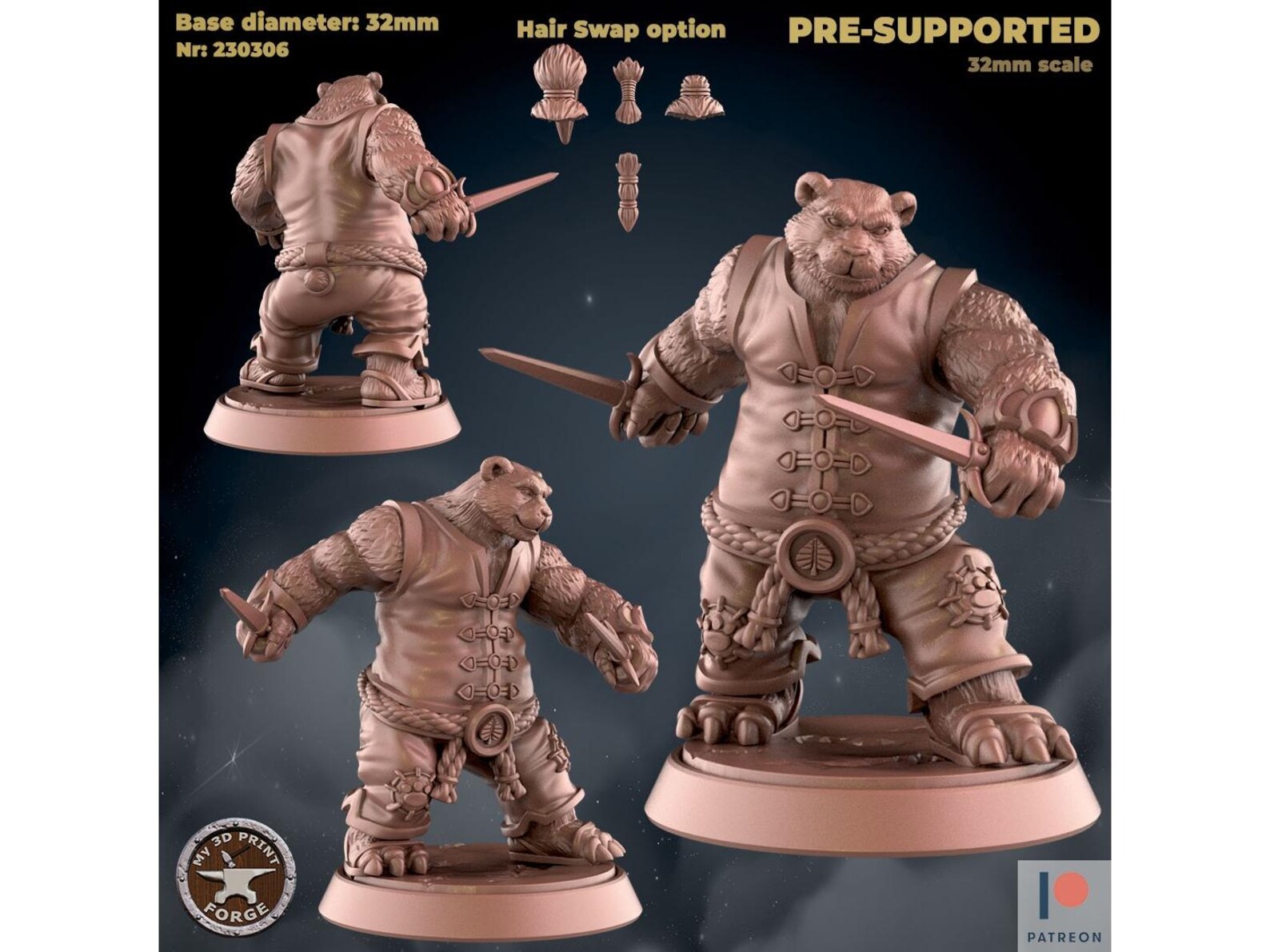 Pandaren Monk Warcraft Collection | 6 Variants | Customizable Hair ...