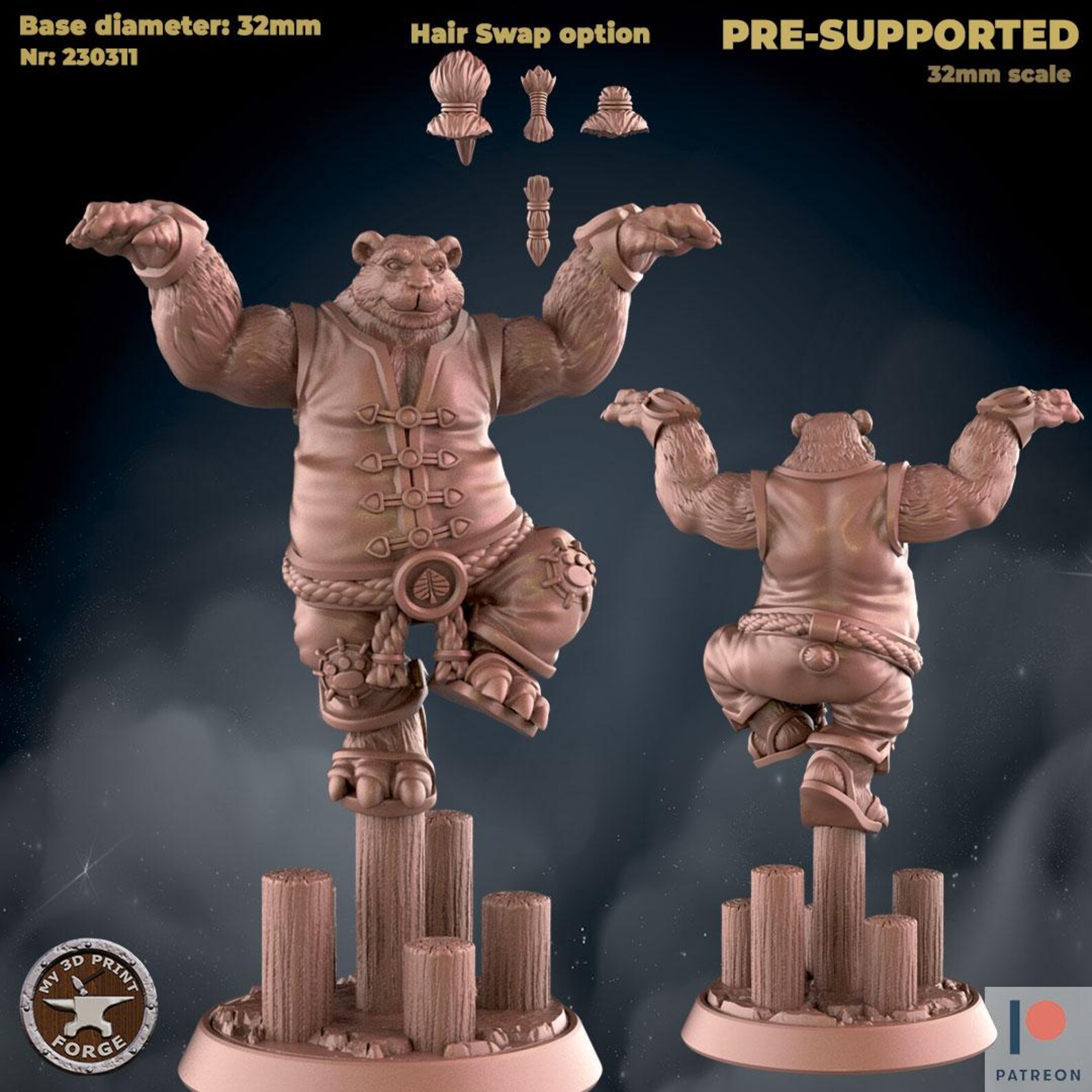 Pandaren Monk Warcraft Collection | 6 Variants | Customizable Hair ...