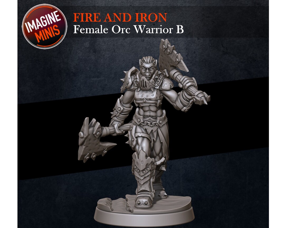Dual Wielding Axes Female Orc Fury Warrior From the Fire and Iron ...