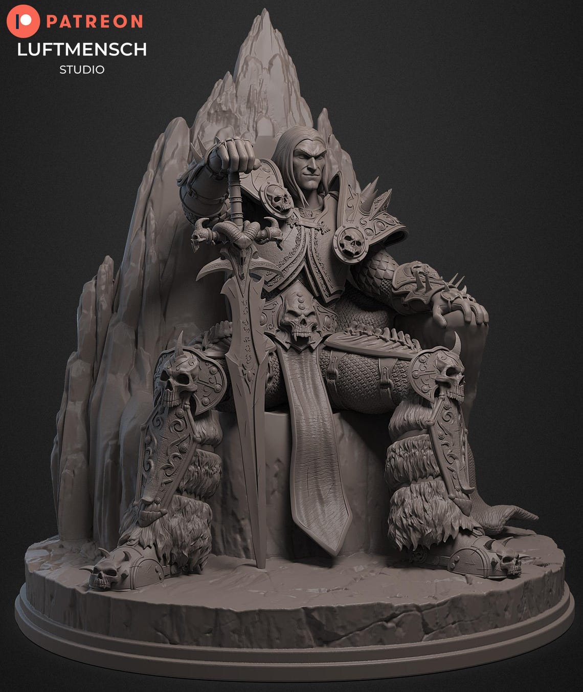 Arthas Menethil Lich King 3D Printed Statue | Warcraft | 1:10 Scale ...