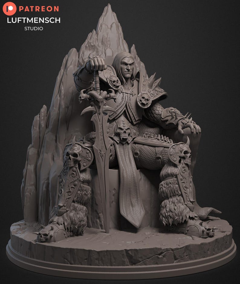 Arthas Menethil Lich King 3D Printed Statue | Warcraft | 1:10 Scale ...