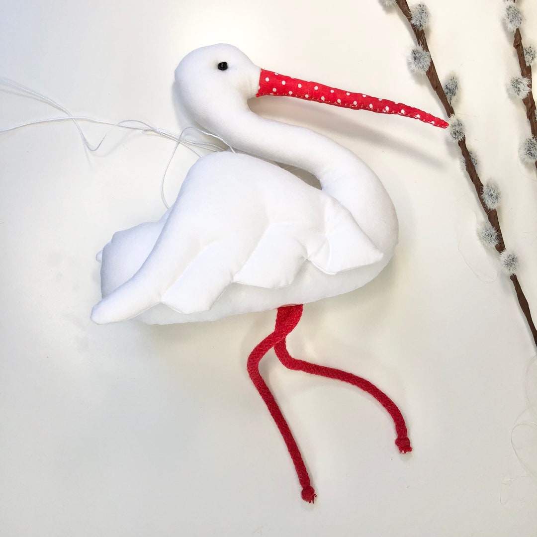 White Stork With a Red Beak, Soft Spring Decoration in Home, Decor for ...