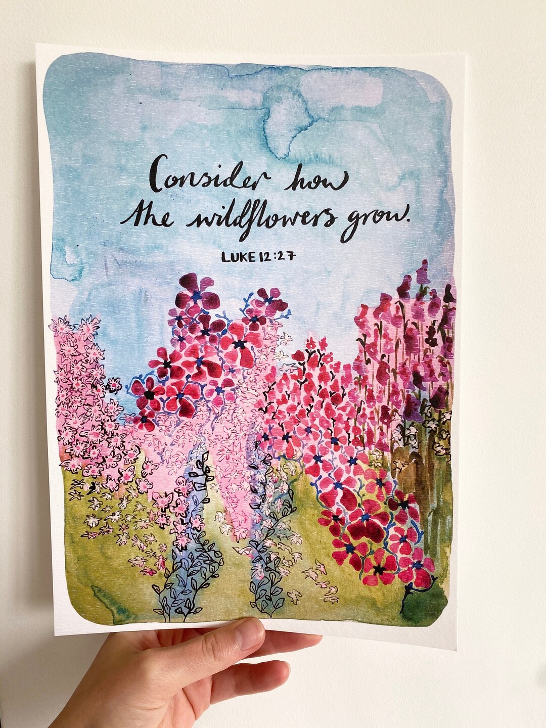 Art Print: Floral Bible Verse Hand Painted A4 - Etsy