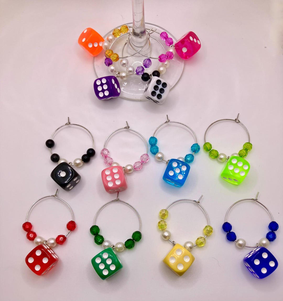 Bunko Wine Glass Marker Charm Rings Set of 12 Different Colors. - Etsy