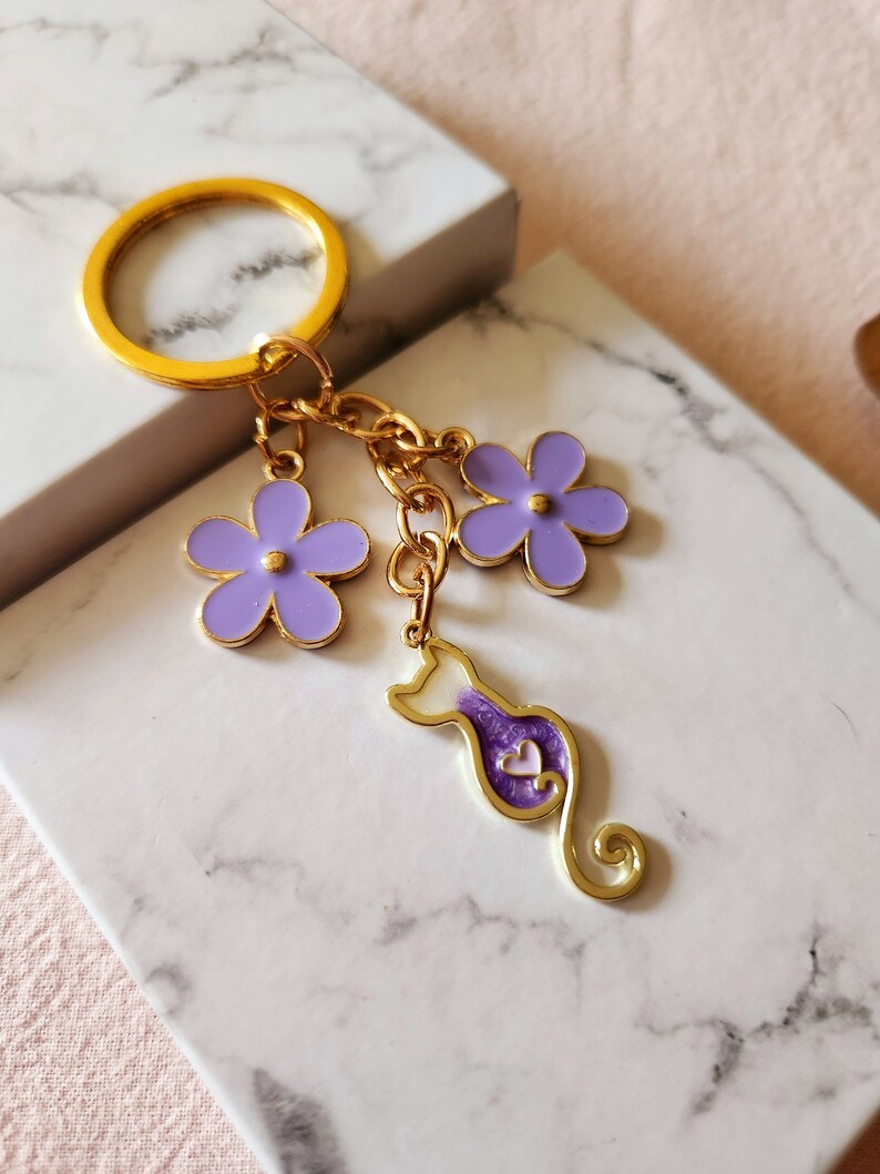 Small Gift Idea. Love Cats. Purple Kitty Kitten Cat Keychain - Etsy