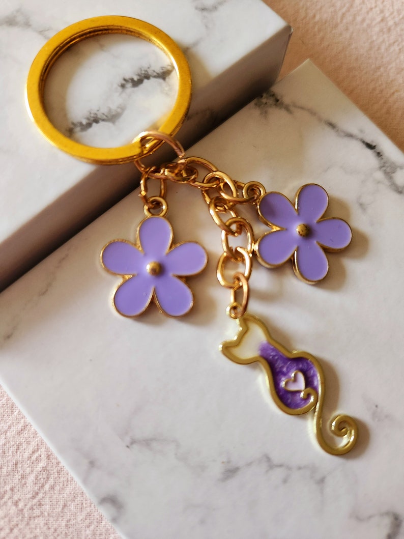 Small Gift Idea. Love Cats. Purple Kitty Kitten Cat Keychain - Etsy