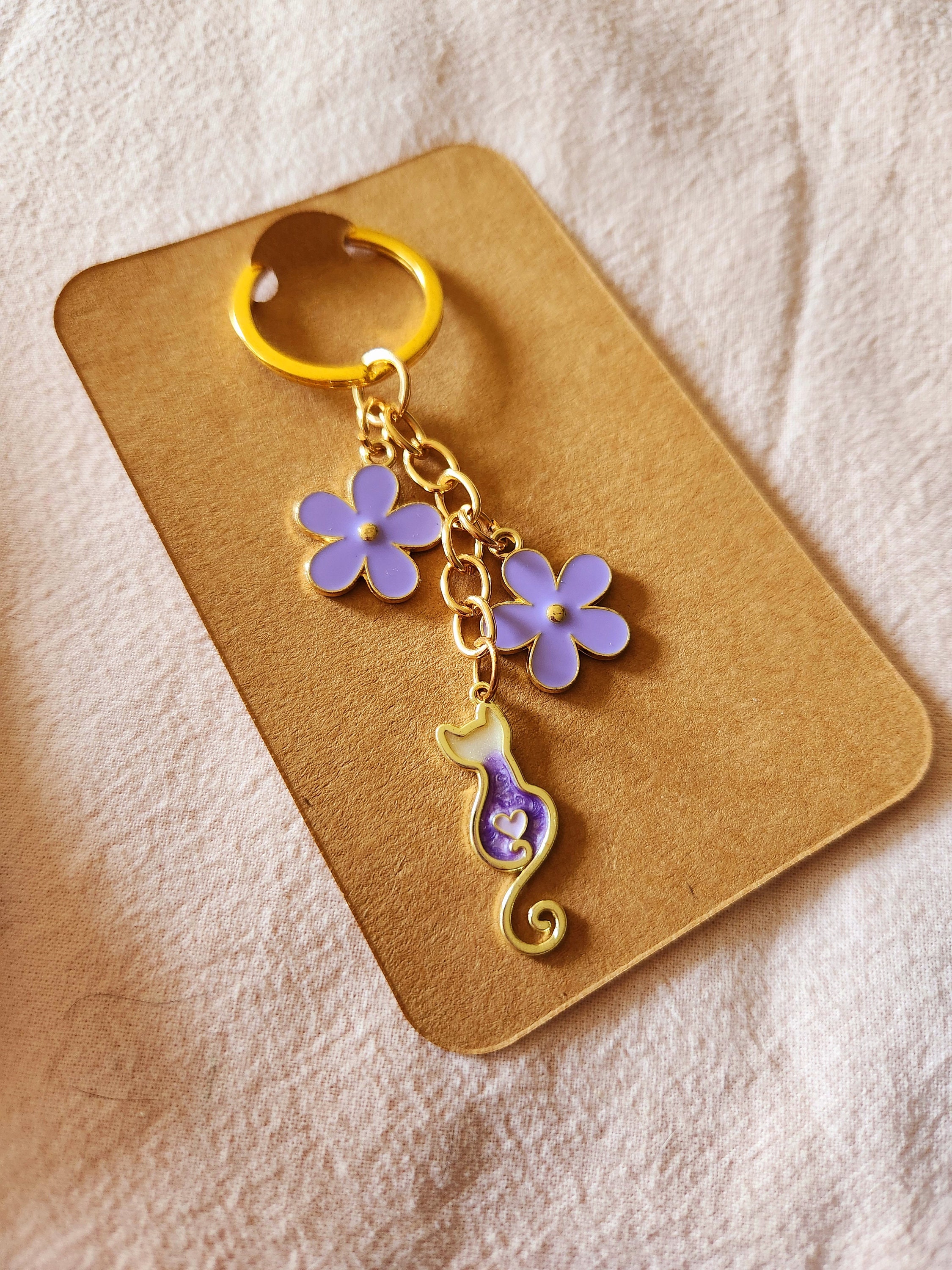 Small Gift Idea. Love Cats. Purple Kitty Kitten Cat Keychain - Etsy