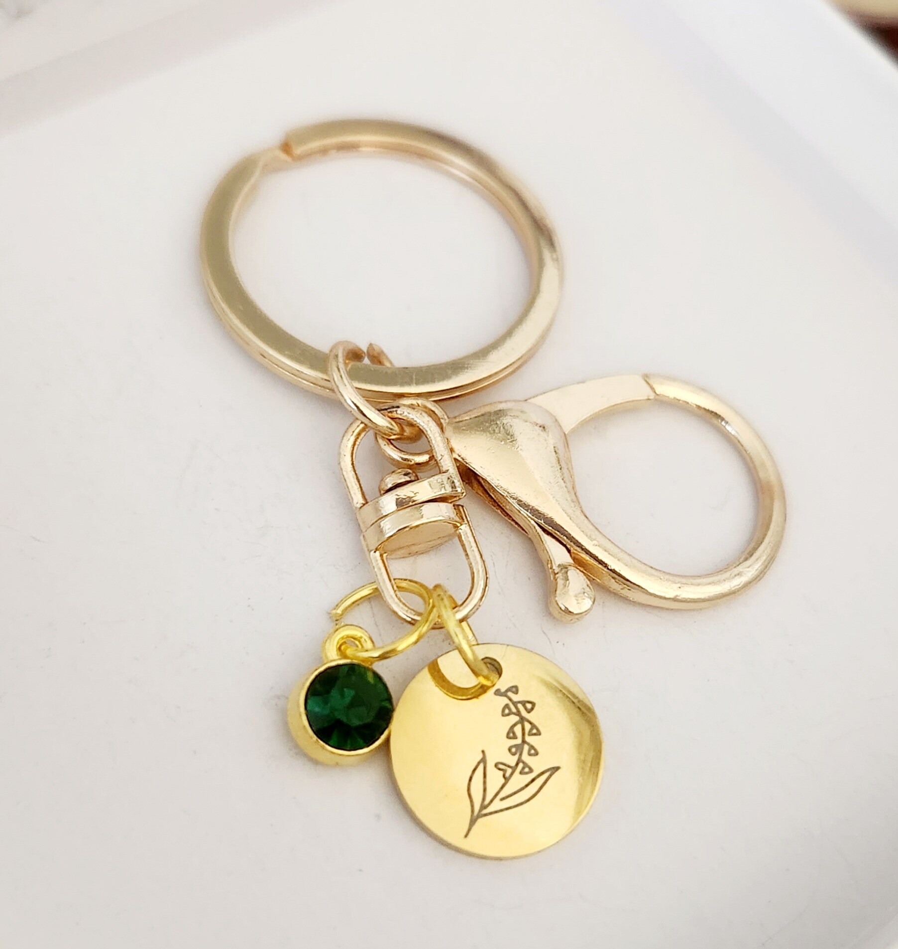 Small Gift Idea. Birth Flower/birth Month Keychain Flower Key Ring ...