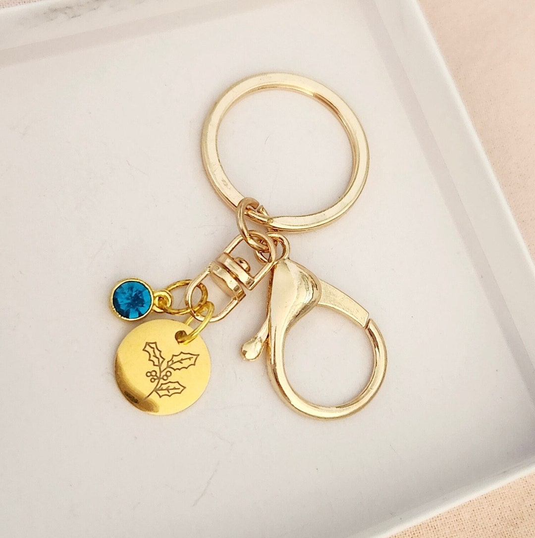 Small Gift Idea. Birth Flower/birth Month Keychain Flower Key Ring ...