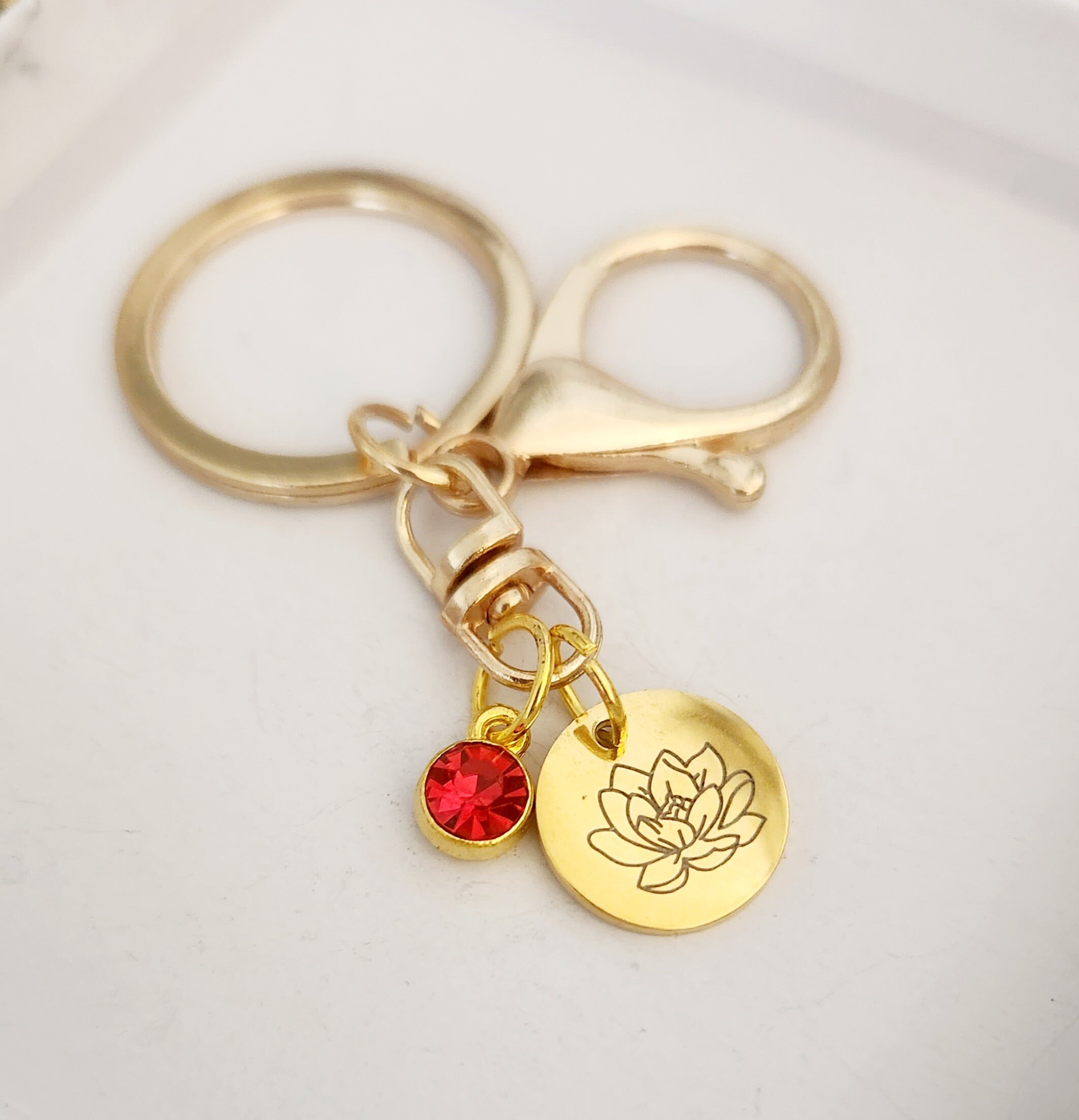 Small Gift Idea. Birth Flower/birth Month Keychain Flower Key Ring ...