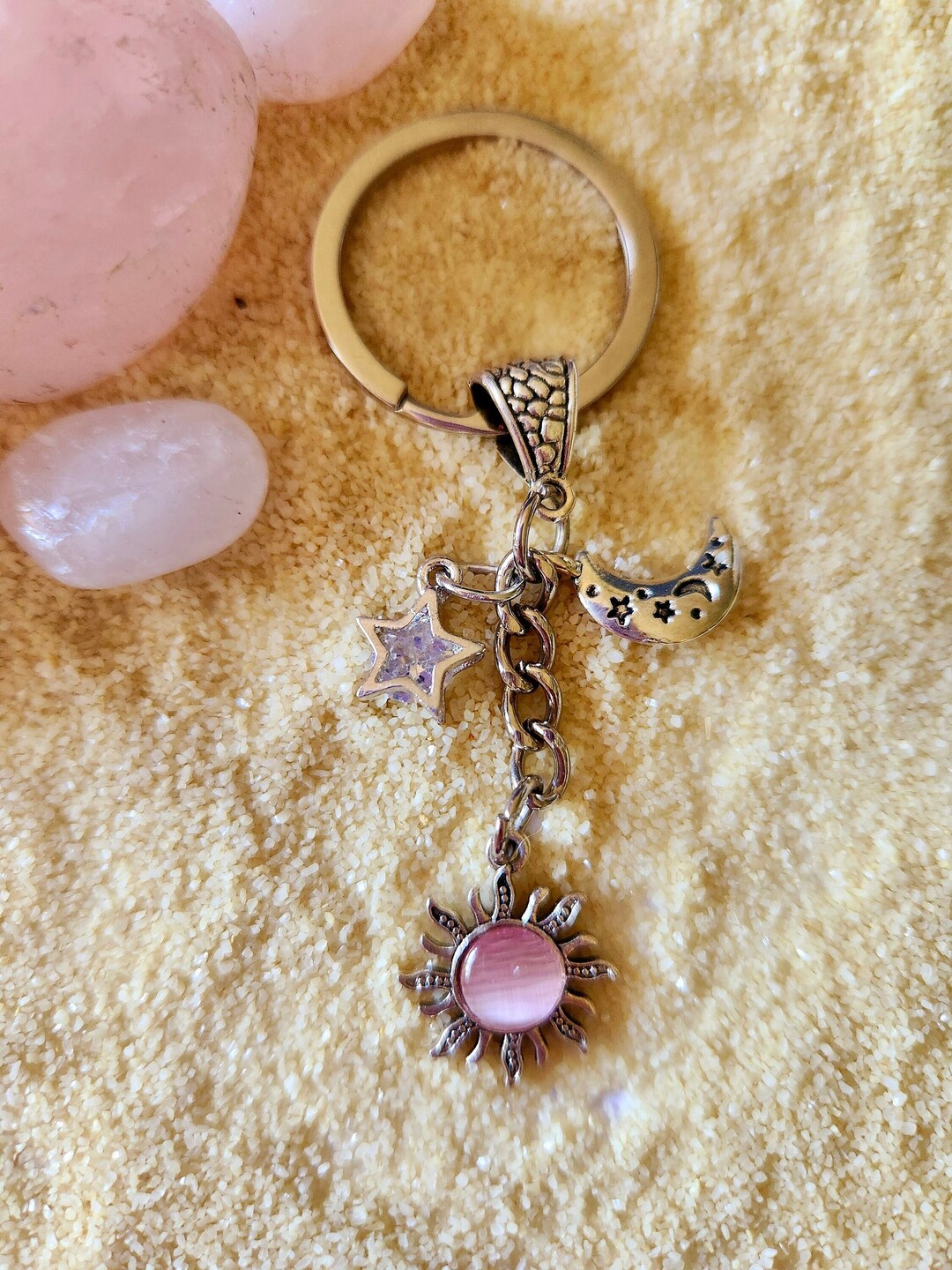 Sun Moon and Stars Keychain - Etsy