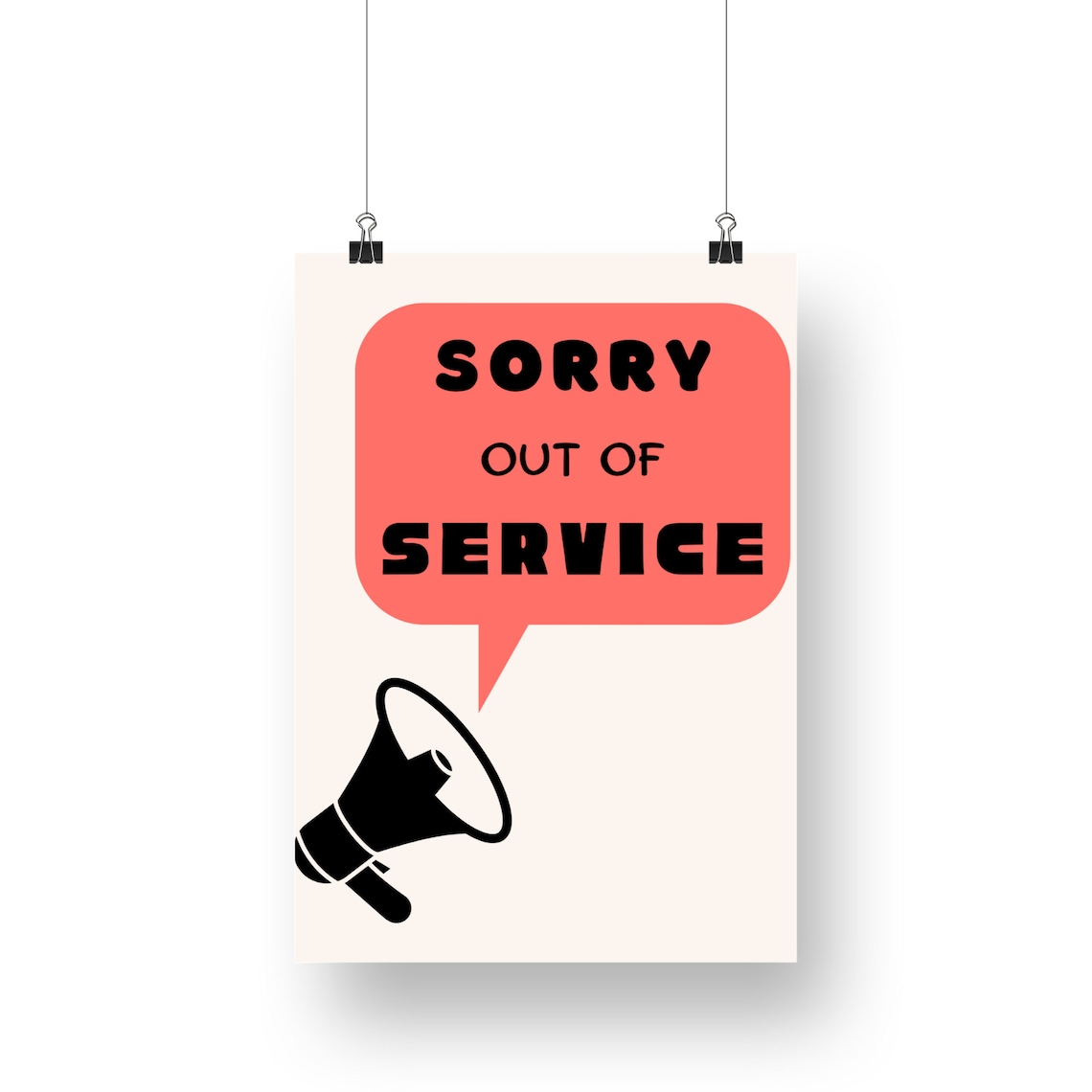 Sorry, Out of Service Sign, Out of Order Print, Closure Notice, Cartoon ...