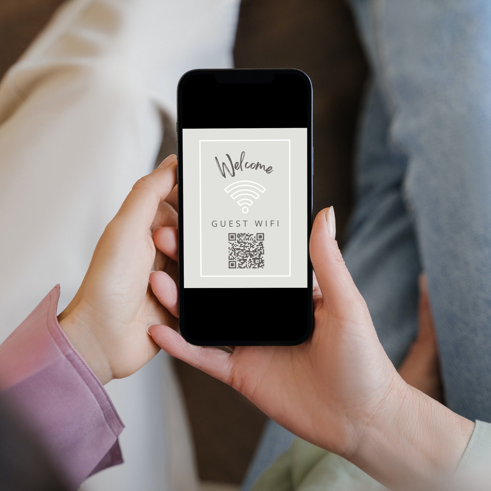 Wifi QR Code Sign, Green Aesthetic, Wifi Password Poster, Guest Room ...