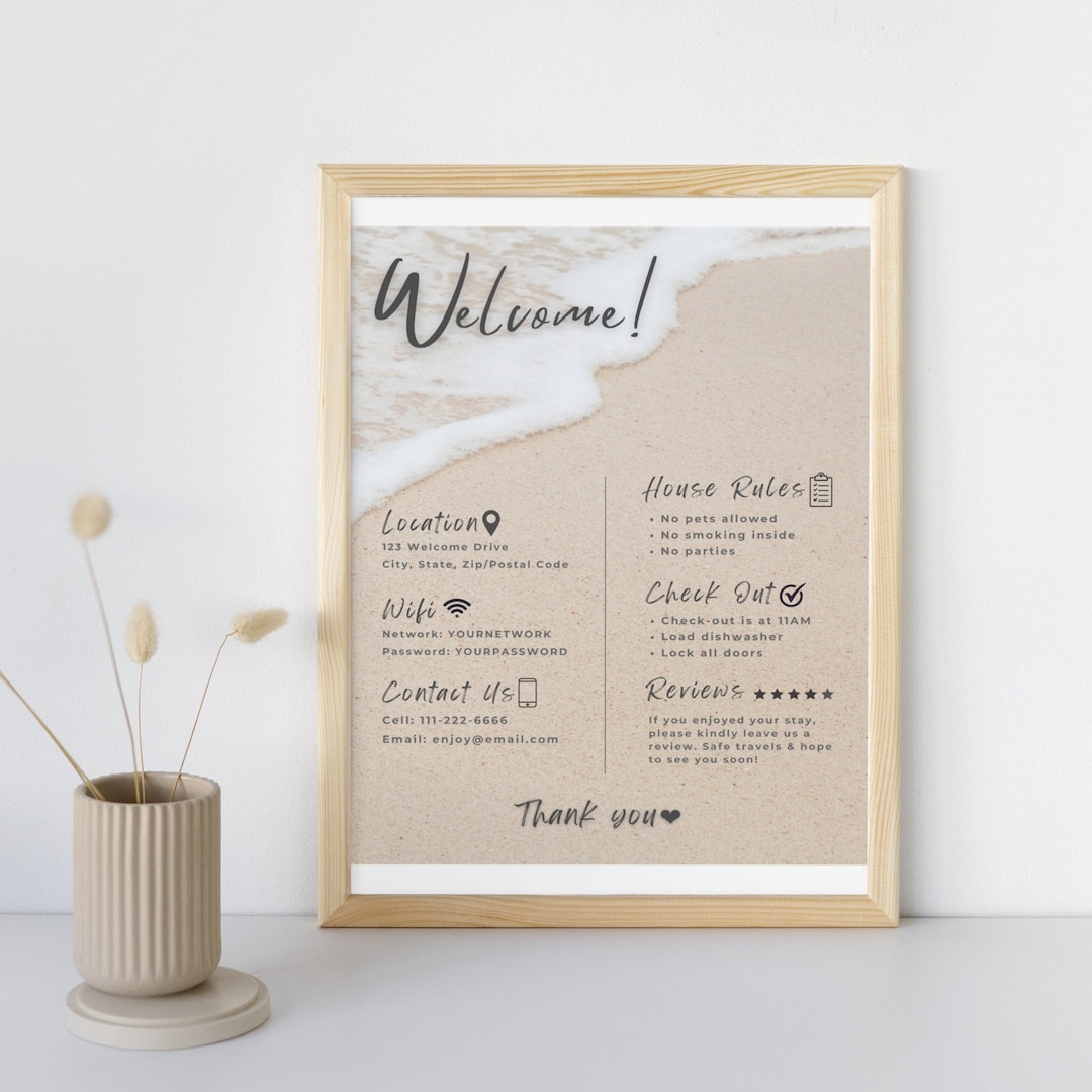 Tropical Welcome Sign for Airbnb Host | Beach Sand Waves | Vacation ...