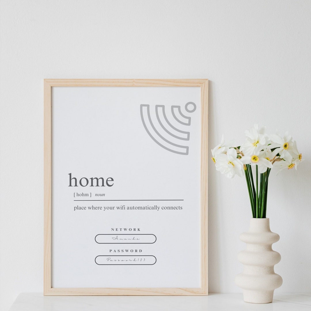 Stylish Wifi Password Dictionary Print | Airbnb Wifi Code Sign ...