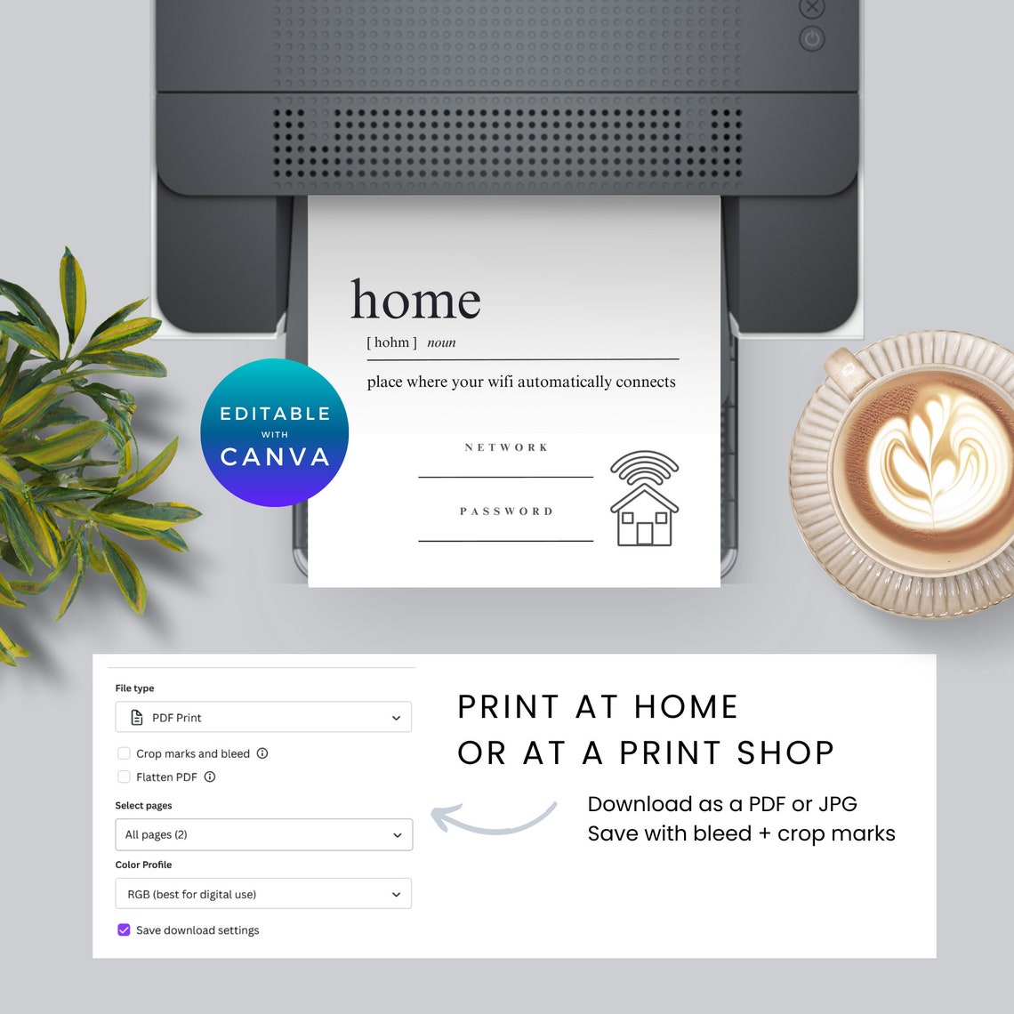 Stylish Wifi Password Dictionary Print | Airbnb Wifi Code Sign ...