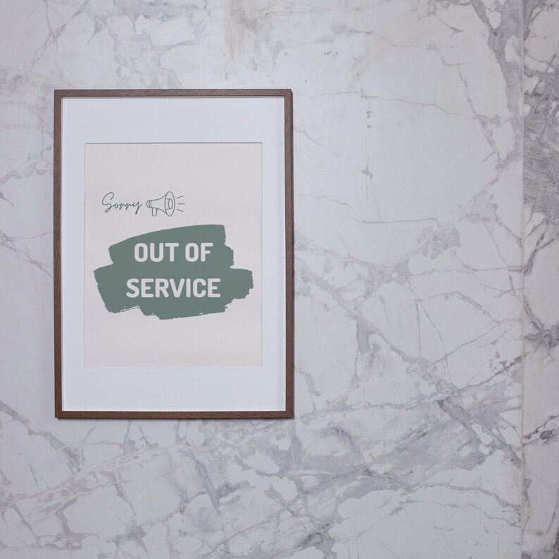 Sorry, Out of Service Sign, Out of Order Print, Closure Notice, Cute ...