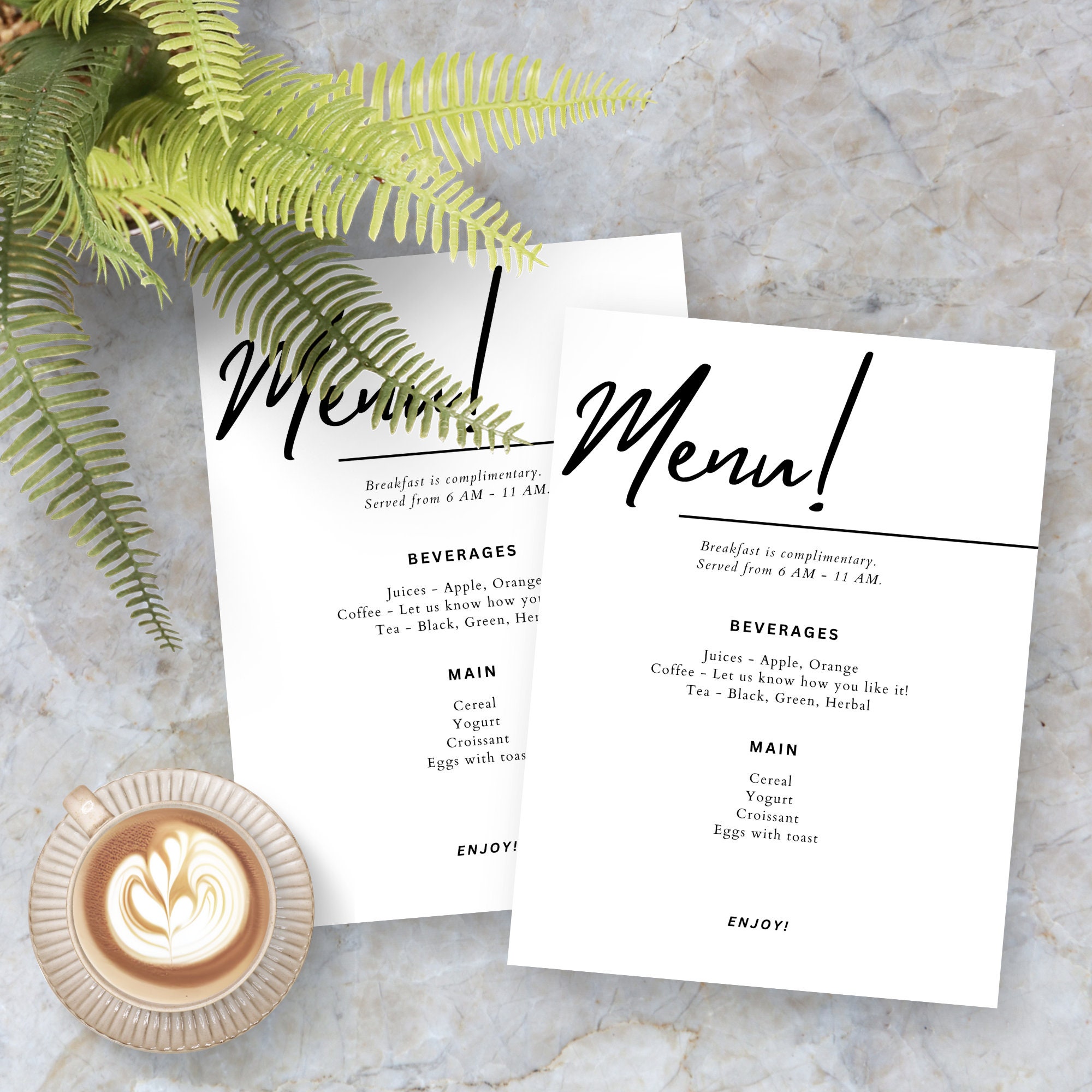 Minimalist Black/white Menu | Canva Editable & Printable Template ...