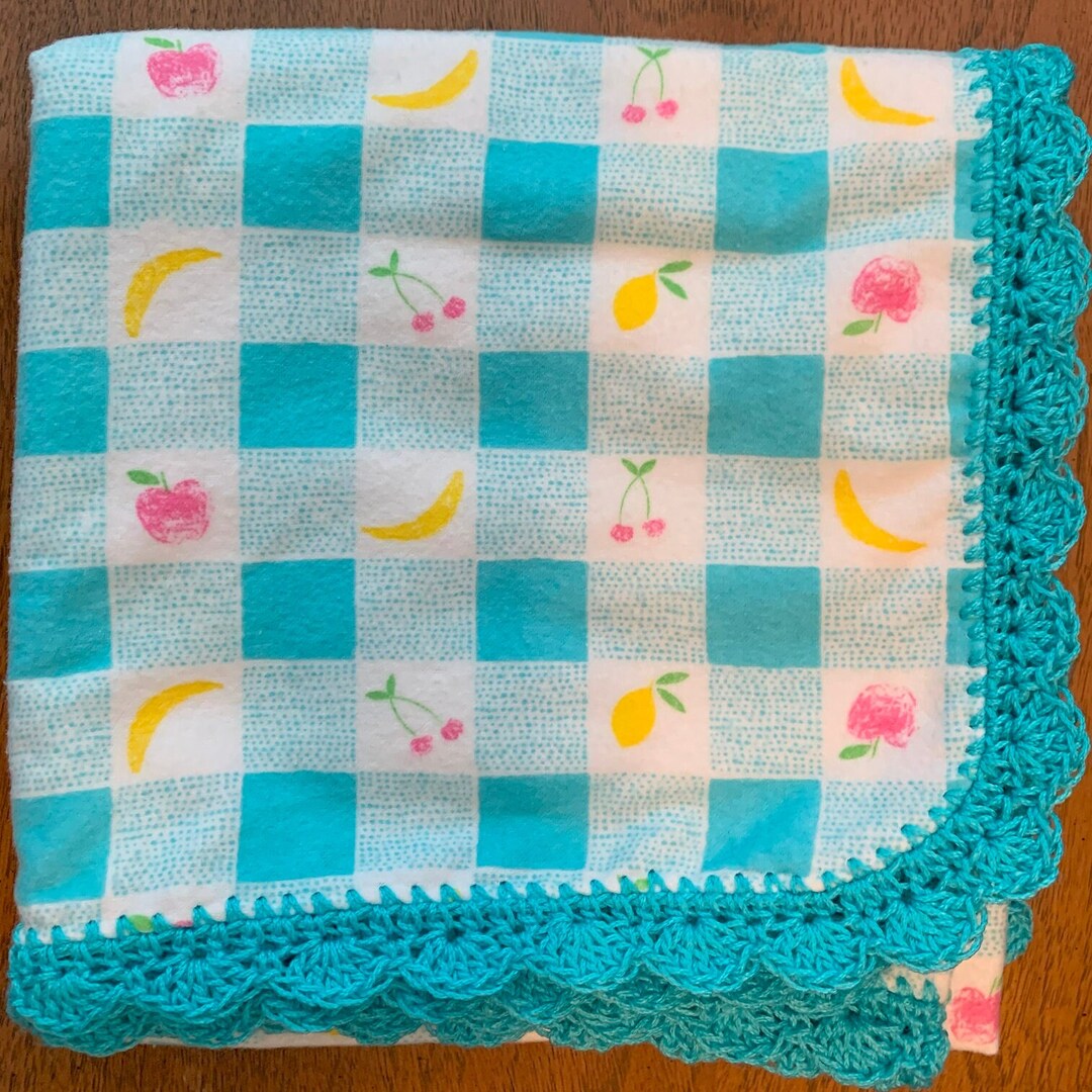 Flannel Baby Receiving Blanket With Crochet Edge (grp3) - Etsy