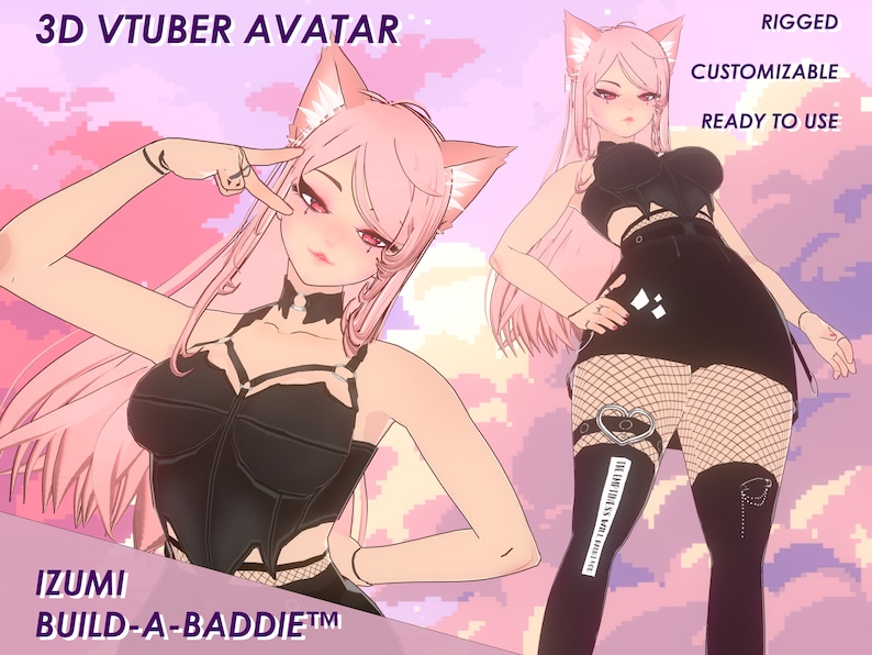 MODELO 3D VTUBER Izumi Chica gato Personalizable Listo para usar - Etsy México