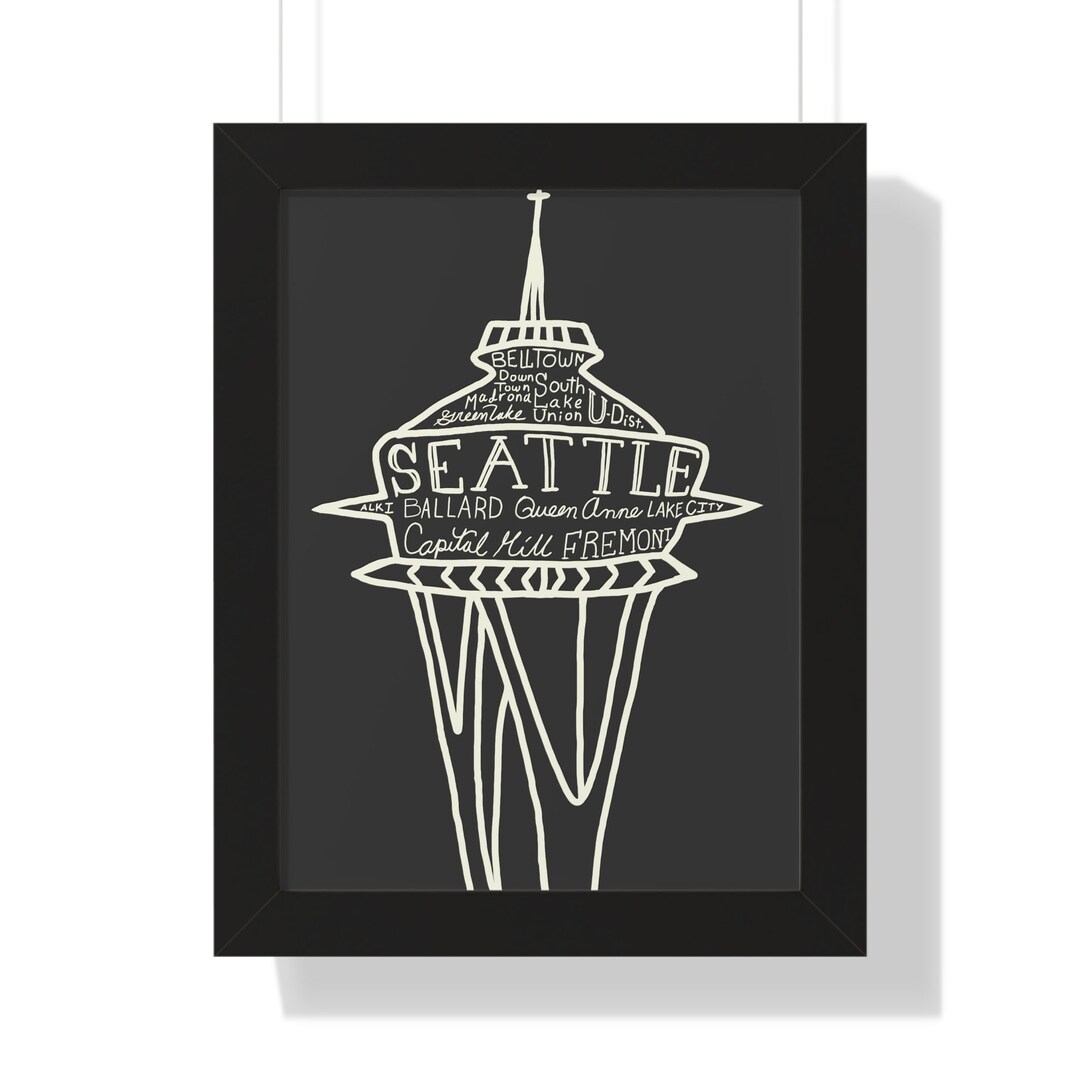 Framed Seattle Poster, Framed Seattle Space Needle Poster - Etsy